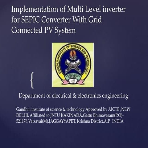 Implementation of multi level inverter for SEPIC Converter with Grid ...
