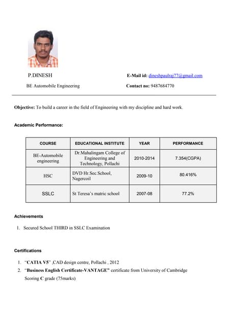 sathish resume employment | DOC