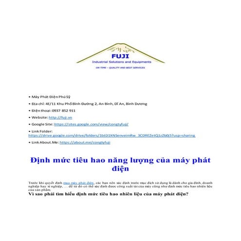 Định mức tiêu hao năng lượng của máy phát điện | DOCX