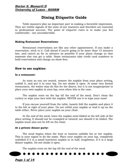 Basic table manners | PPT