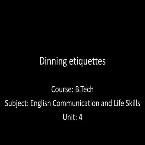 Dining etiquettes | PPT