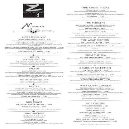 Quality Hotel Dinner menu | PDF