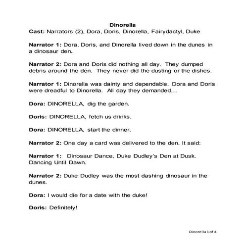 Dinorella Reader's Theater Script | DOCX