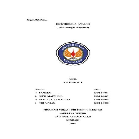 Makalah Dioda sebagai penyearah | DOCX