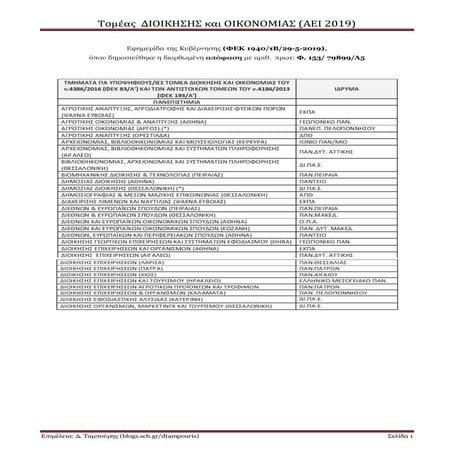 ΔΙΟΙΚΗΣΗ και ΟΙΚΟΝΟΜΙΑ - ΑΕΙ_2019 | PDF