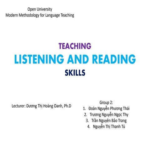 Teaching Listening and Reading | PPT