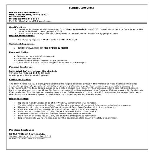Dipak resume | DOCX