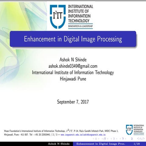 Enhancement in Digital Image Processing | PDF