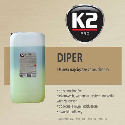 k2 Diper srodek do mycia samochodow ciezarowych, tirow, wagonow cystern, aut dostawczych i ...