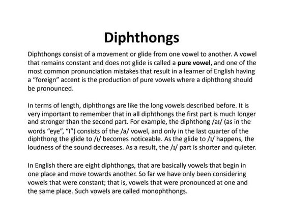 English vowel , monothongs, diphthong, triphthongs | PDF
