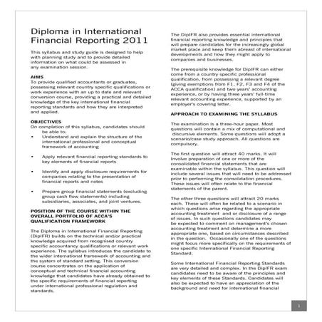 Syllabus, DipIFRS | PDF
