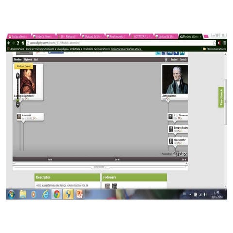 Dipity. Línia del temps sobre l'evolució dels models atòmics. | PPTX