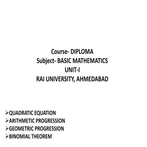 Diploma_Basic Mathematics_unit-1 | PPT