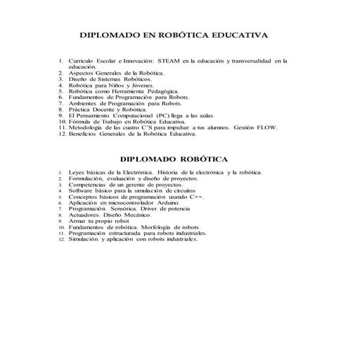 Diplomado en robótica educativa | DOCX