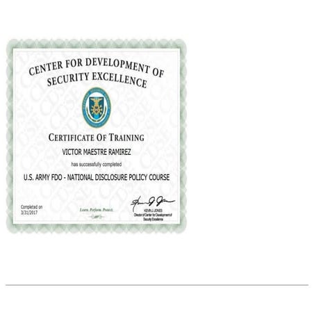 U.S. Army Foreign Disclosure Officer - National Disclosure Policy ...