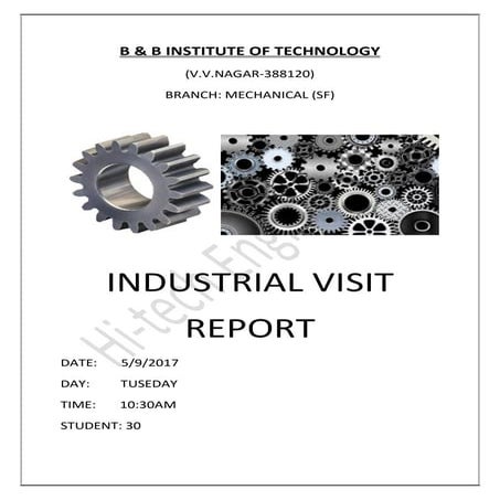 INDUSTRIAL VISIT REPORT HI-TECH ENGINERRS | PDF