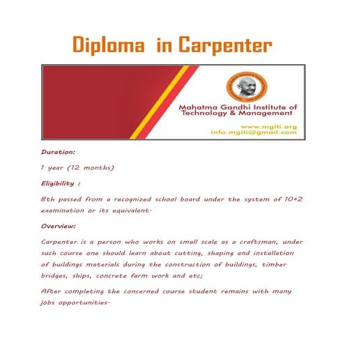 Diploma in carpenter | PDF | Woodworking | Arts and Crafts