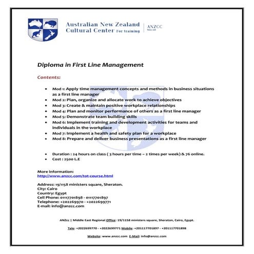 Diploma in first line management | PDF