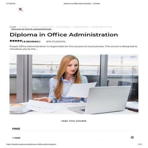 Diploma in Office Administration - Edukite | PDF | Business Administration | Business