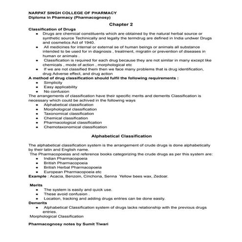 diploma in Pharmacy Chapter 2 Pharmacognosy notes by Sumit Tiwari _.pdf