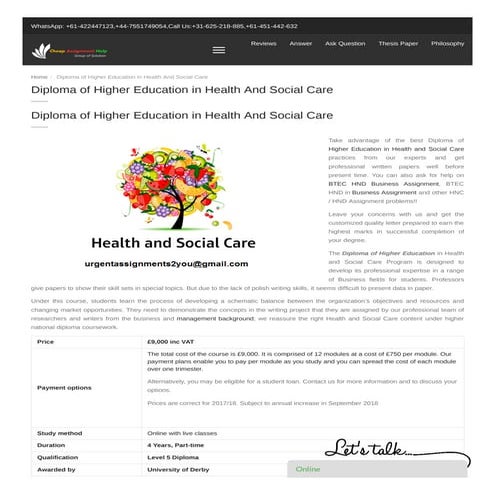 Diploma of higher education in health and social care | PDF