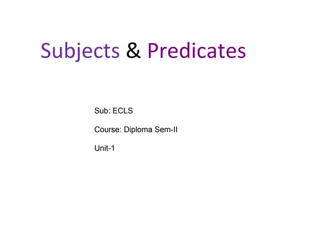 subject and predicate | PPT