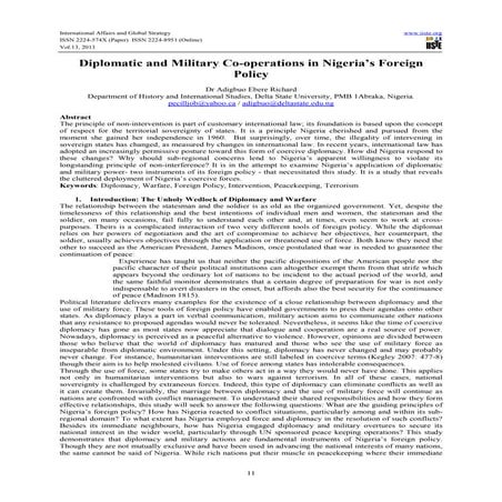 Diplomatic and military co operations in nigeria’s foreign policy | PDF