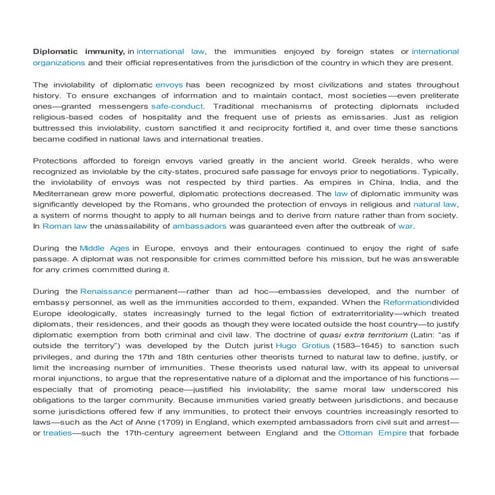 Diplomatic Immunity | DOCX