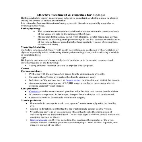 Diplopia , its types and causes | PDF