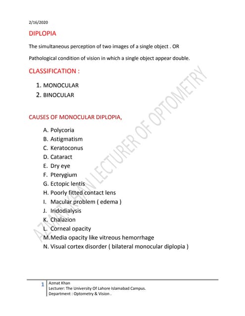 Diplopia chart and its uses | PPTX | Eye and Vision Conditions ...