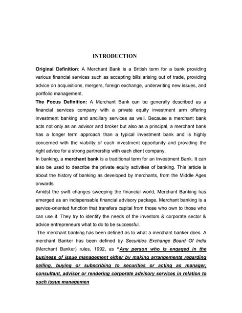 Merchant banking & case study analysis | PPTX