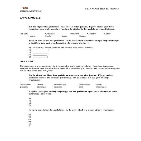 Diptongos triptongos hiatos | DOCX