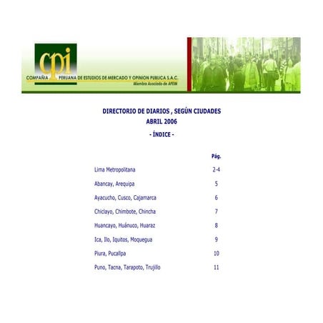 Directorio de Diarios en las principales ciudades del pais | PDF