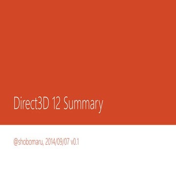 Direct3D 12 Summary | PDF