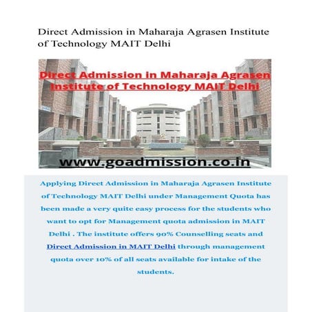 Direct Admission in MAIT Delhi |Go Admission | PDF
