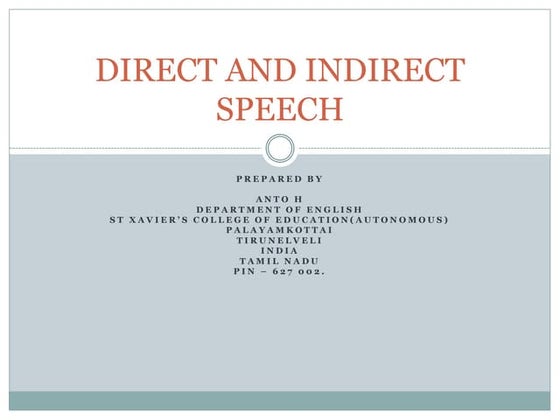 Direkte & Indirekte Rede Graad 8 | PPT