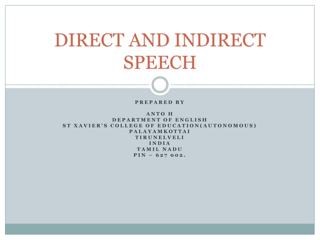 Direct And Indirect Speech | PPTX