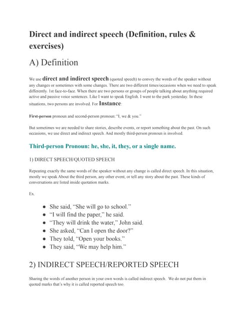 Direct And Indirect Speech | PPT