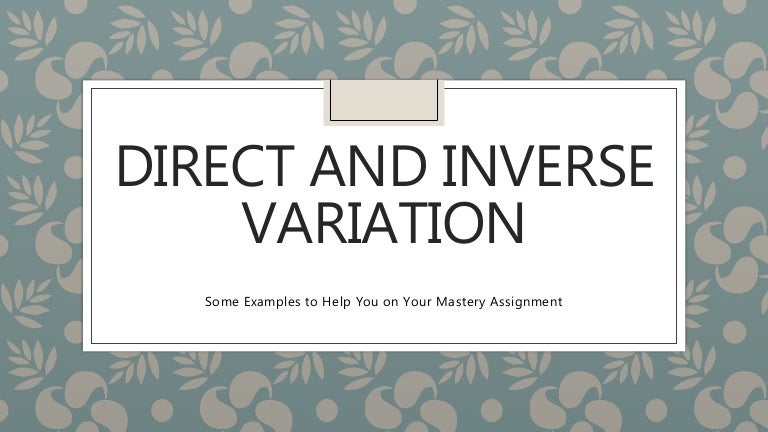 Direct and inverse variation
