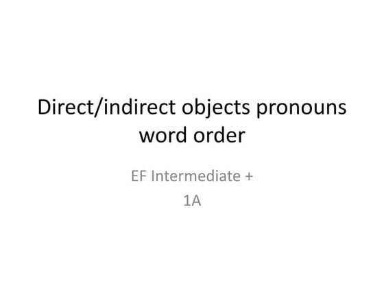 Subject and Object in English | PDF