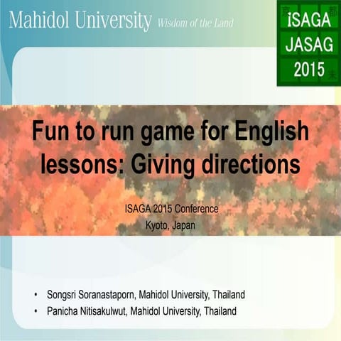 Fun to run game for English lessons: Giving direction | PPTX