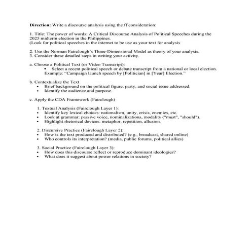 instruction about discourse and analysis | PDF