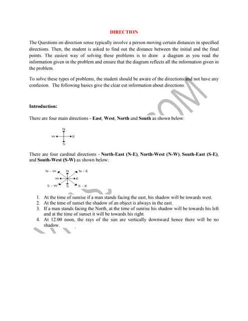 Direction Sense Test Tricks & Shortcuts | PPTX | Space and Astronomy ...