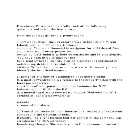 Directions. Please read carefully each of the following questi.docx