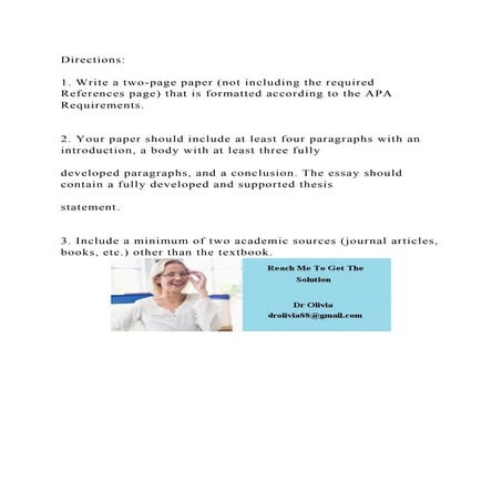 Directions1. Write a two-page paper (not including the required | DOCX