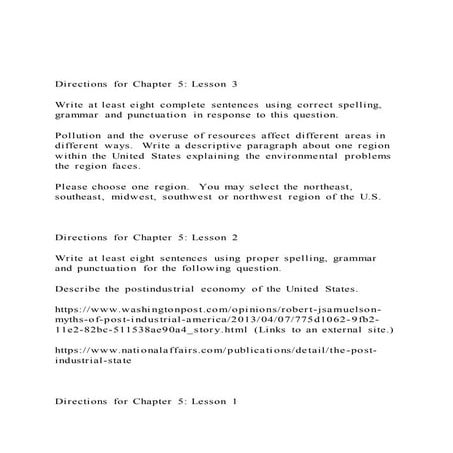 Directions for chapter 5 lesson 3 write at least eight com | DOCX ...