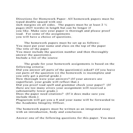 Directions for Homework Paper All homework papers must be typed d.docx ...
