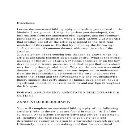 DirectionsLocate the annotated bibliography and outline you.docx