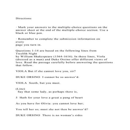 Directions· Mark your answers to the multiple-choice questio | PDF