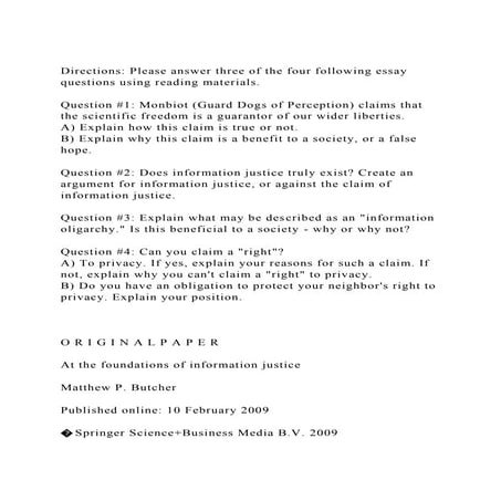 Directions Please answer three of the four following essay questi.docx